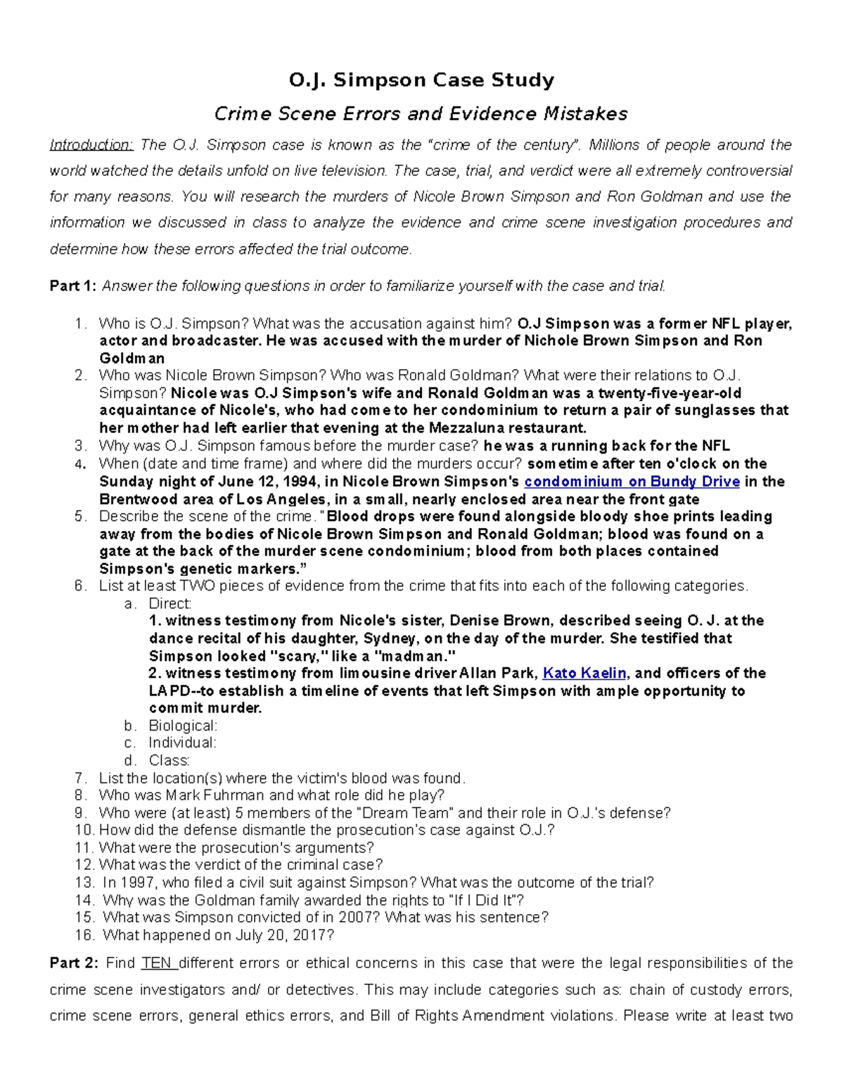 Lesson OJ Simpson Case Study: Analyzing Evidence Errors & Outcomes ...