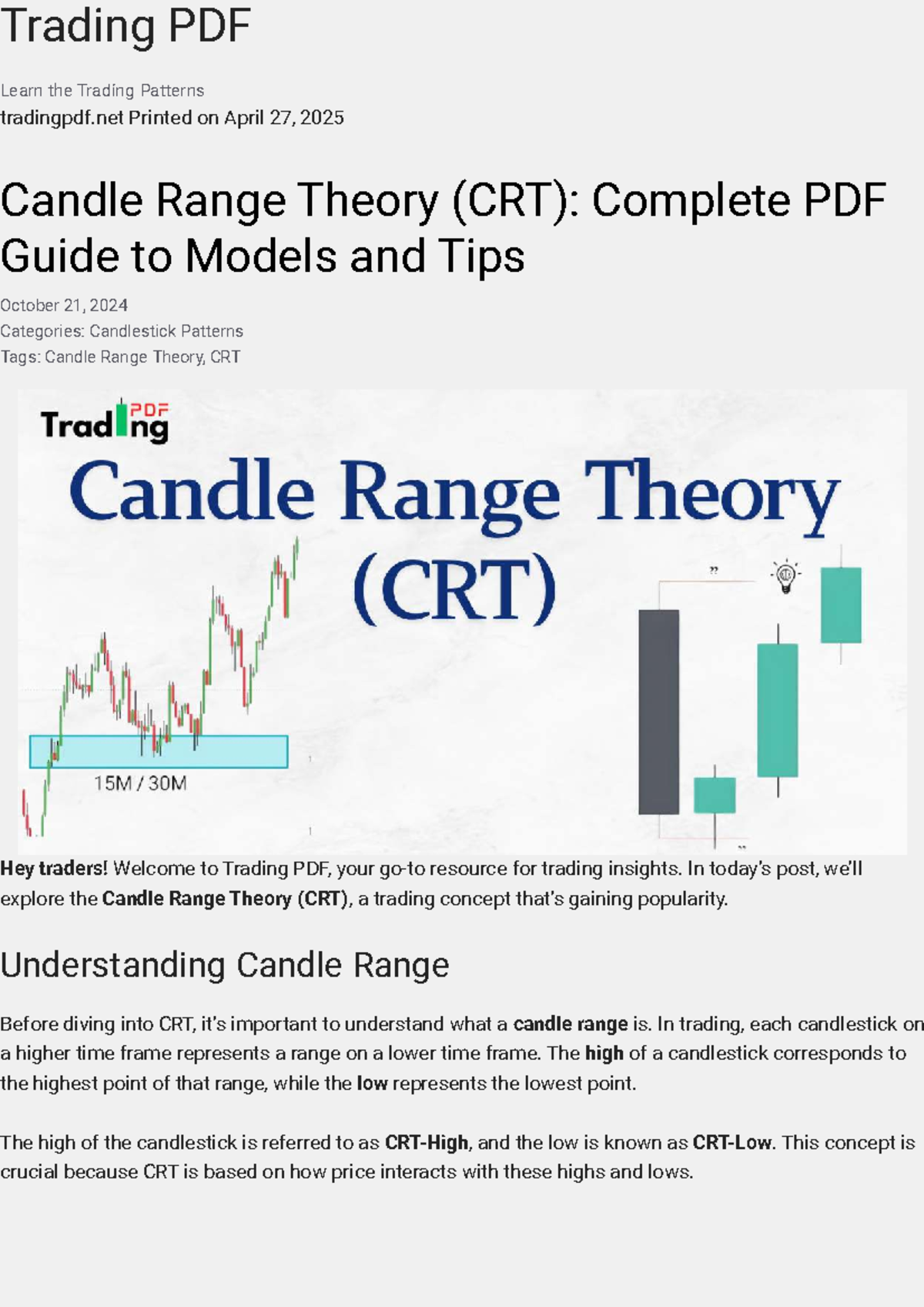 Candle Range Theory (CRT): Insights and Trading Strategies Guide - Studocu