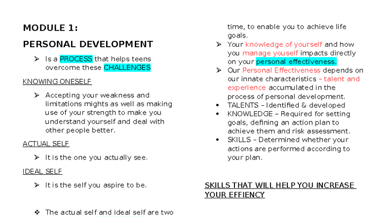 Perdev 101: Personal Development & Holistic Growth Overview - Studocu