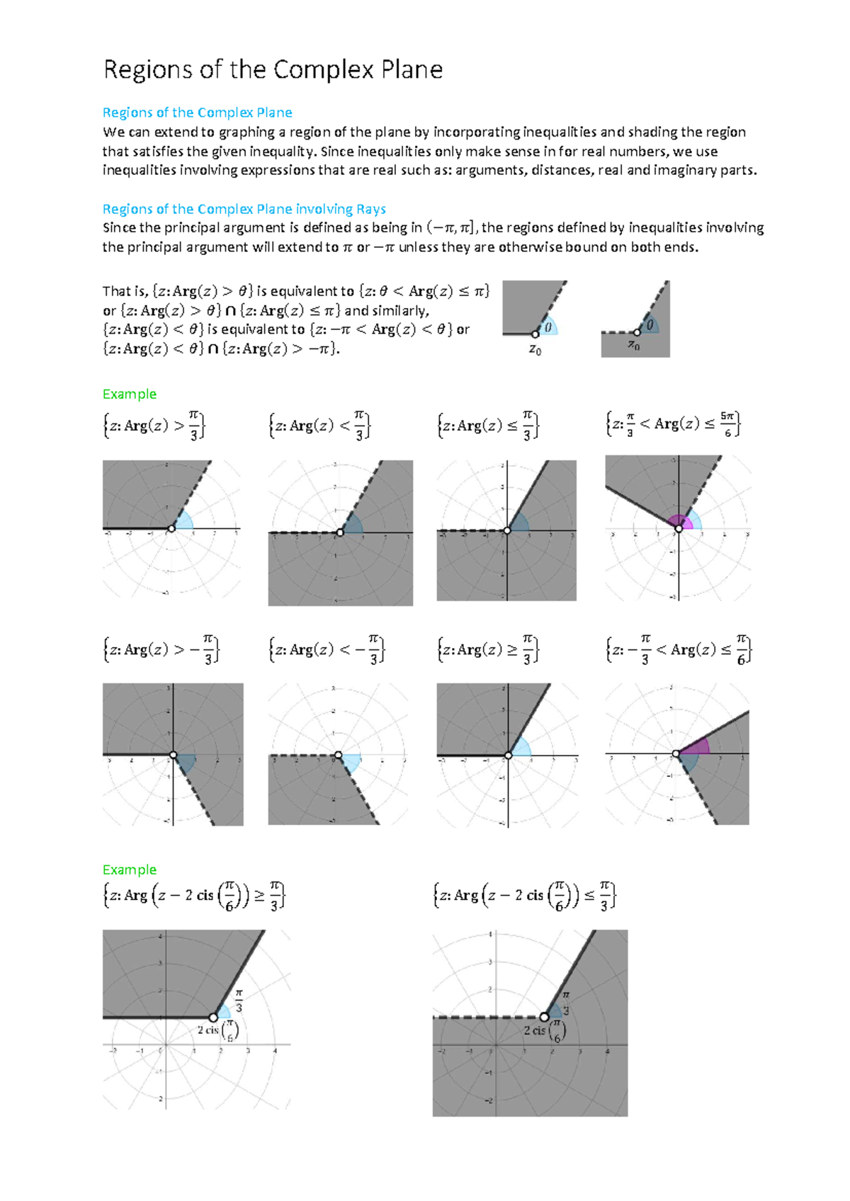 Regions of the Complex Plane: Graphing and Inequalities Overview - Studocu