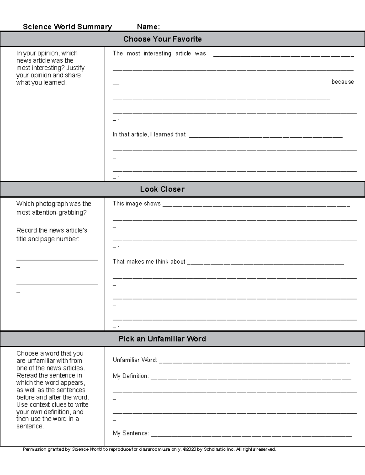 Science World Summary: Current Science Reading Assignment Guide - Studocu