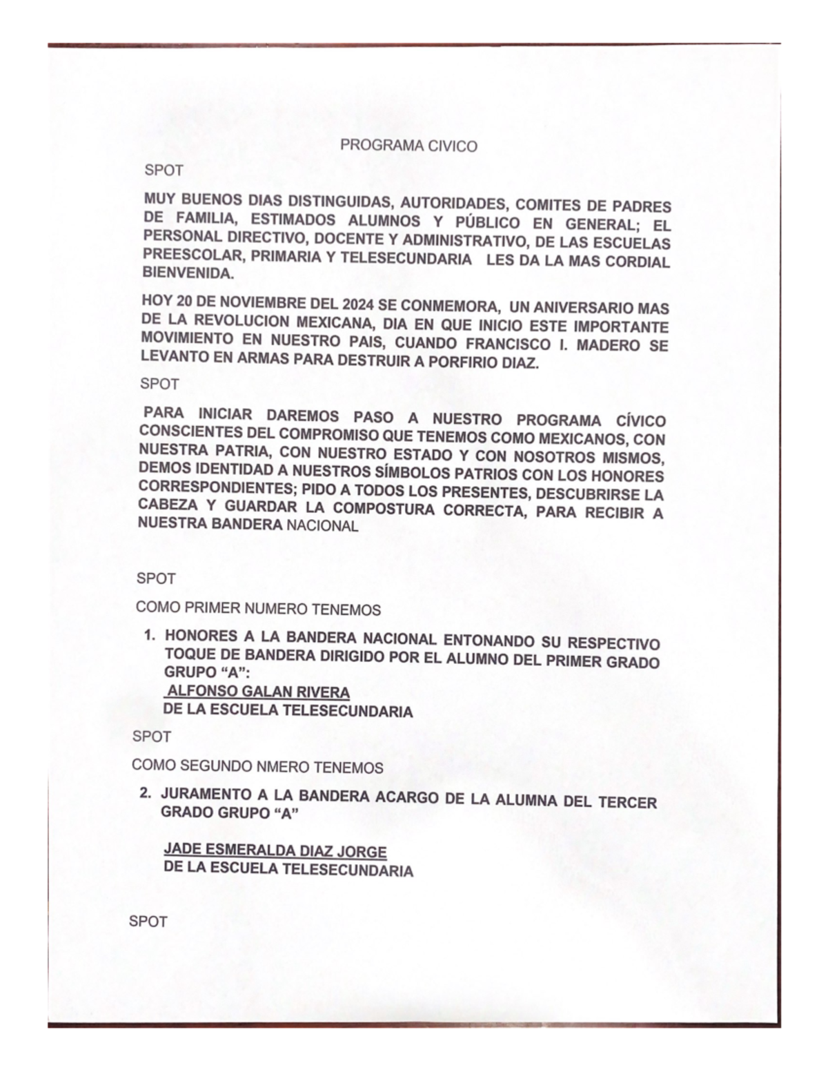 Programa Cívico del 20 de Noviembre: Celebración Revolución Mexicana - Studocu