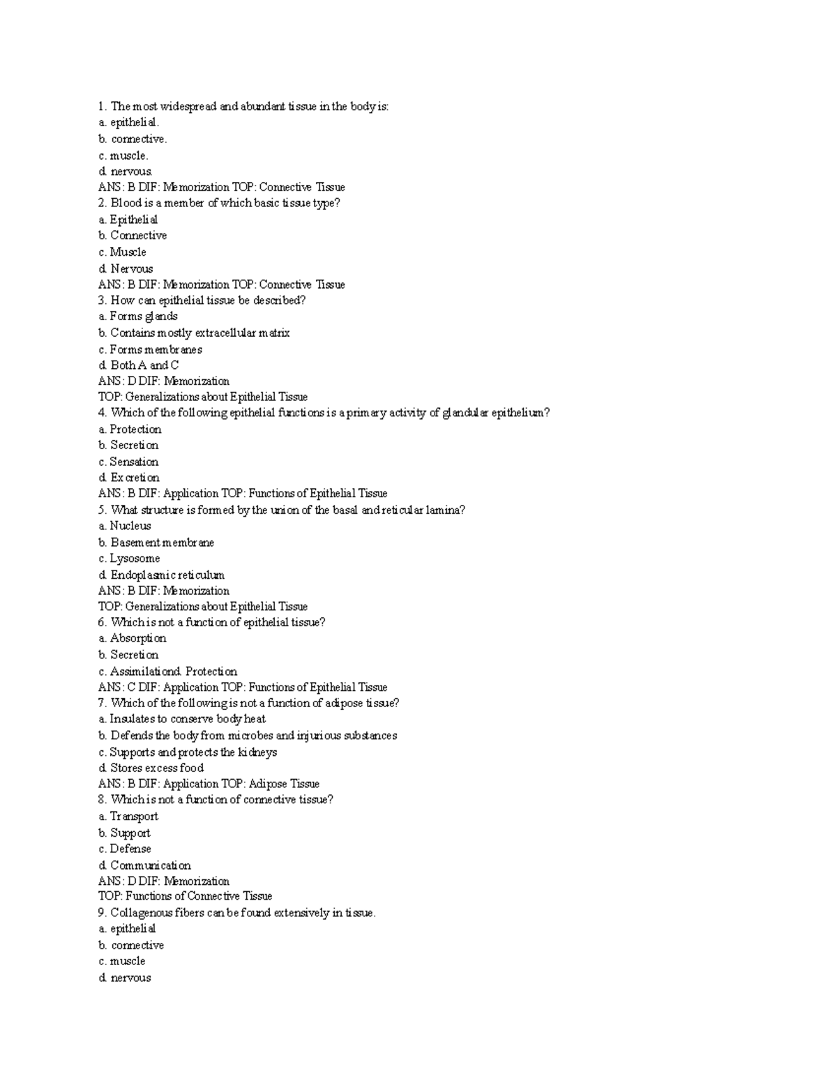 Autonomic Nervous System Functions - Quiz Notes (BIO 101) - Studocu