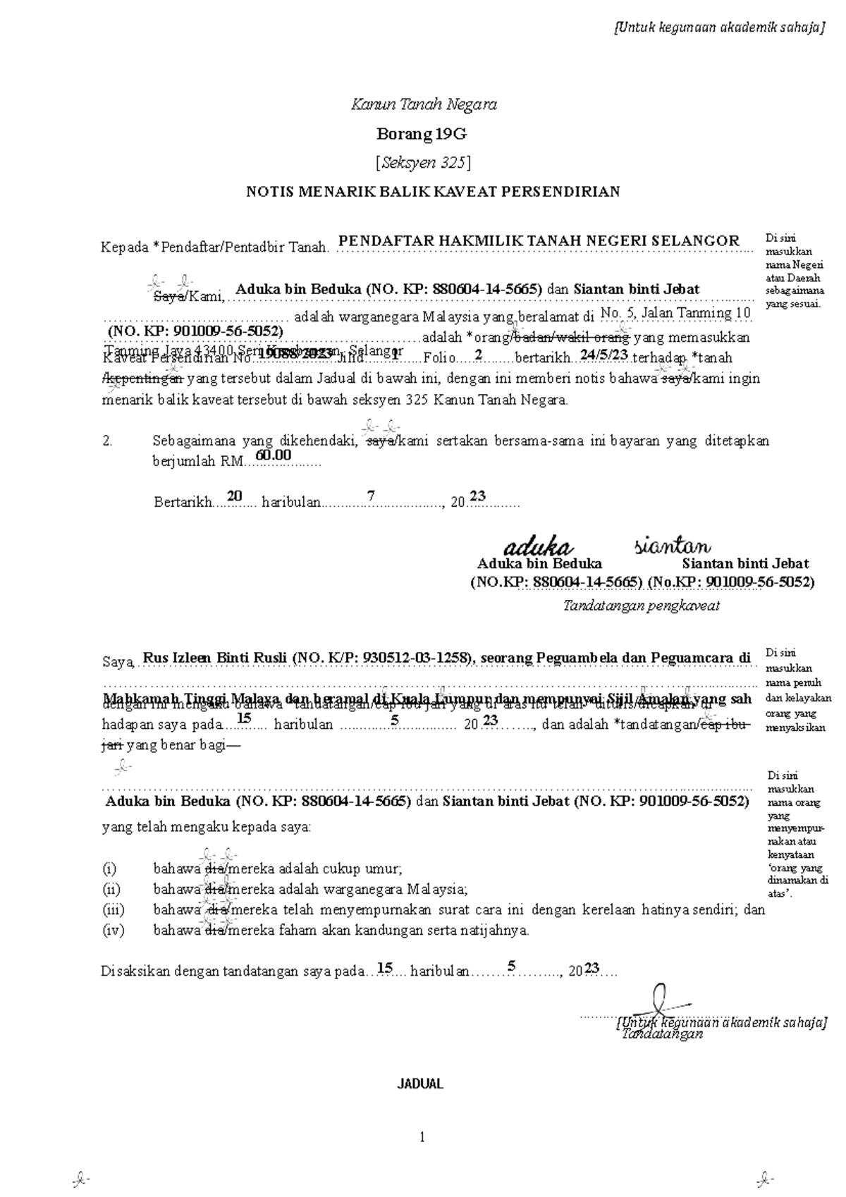 Form 19G: Template for Withdrawal Notice of Private Caveat - Studocu