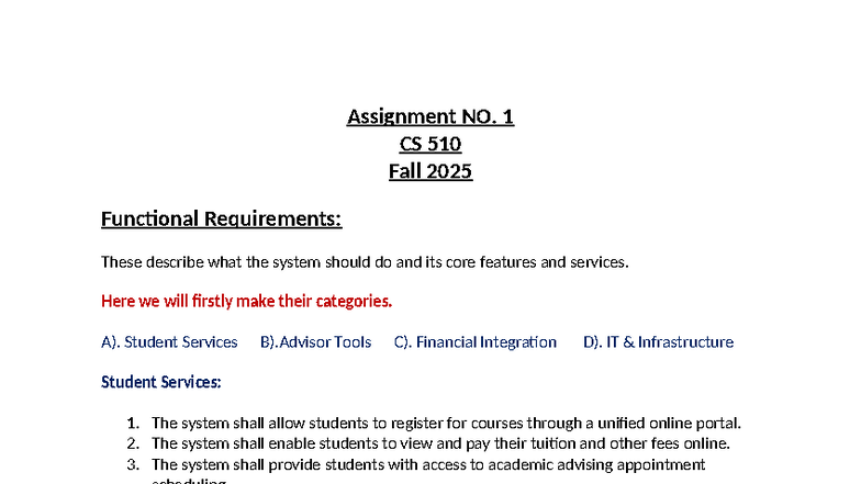 Functional Requirements Overview for CS 510 Assignment 1 - Fall 2025 ...