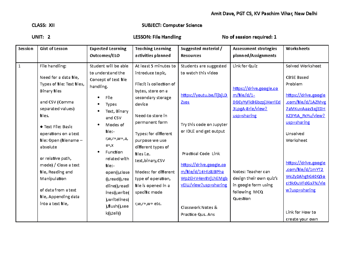 10. CS-12-File Handling (Text file) - Amit Dave, PGT CS, KV Paschim ...