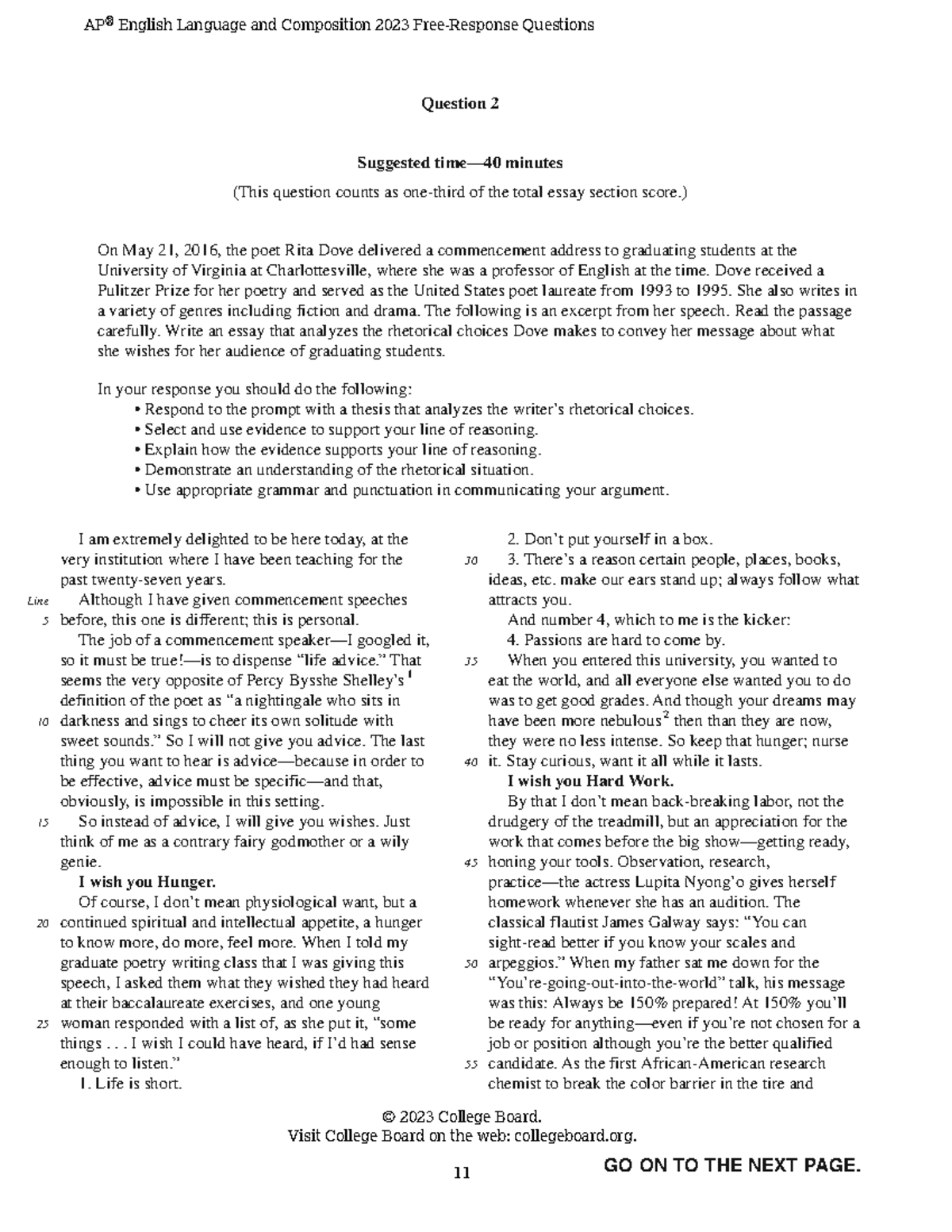 AP English Language & Composition 2023 Free-Response Q2 Analysis - Studocu