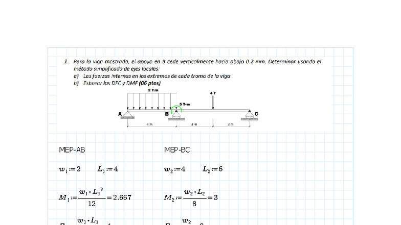 Matriz de Rigidez de Elementos: Tramos AB y BC - Pregunta 1 - Studocu