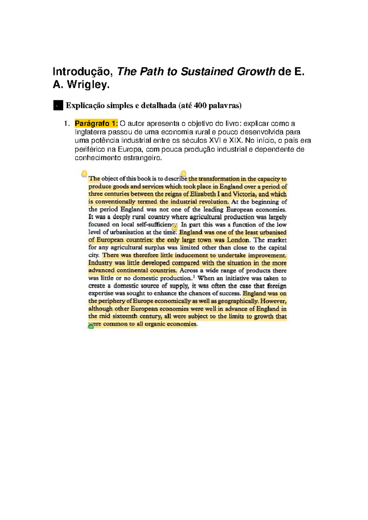 Introdução e Anotações sobre "The Path to Sustained Growth" (História ...