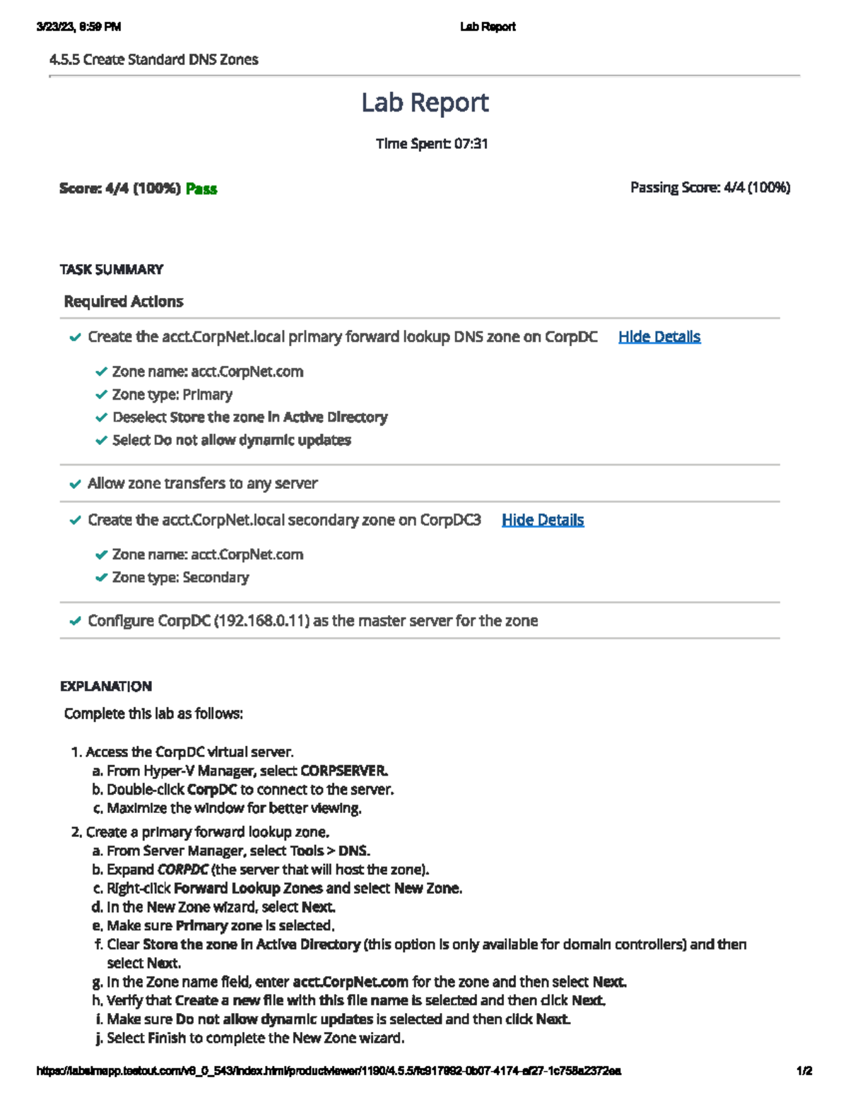 Lab Report 4.5: Standard DNS Zones Creation and Configuration - Studocu