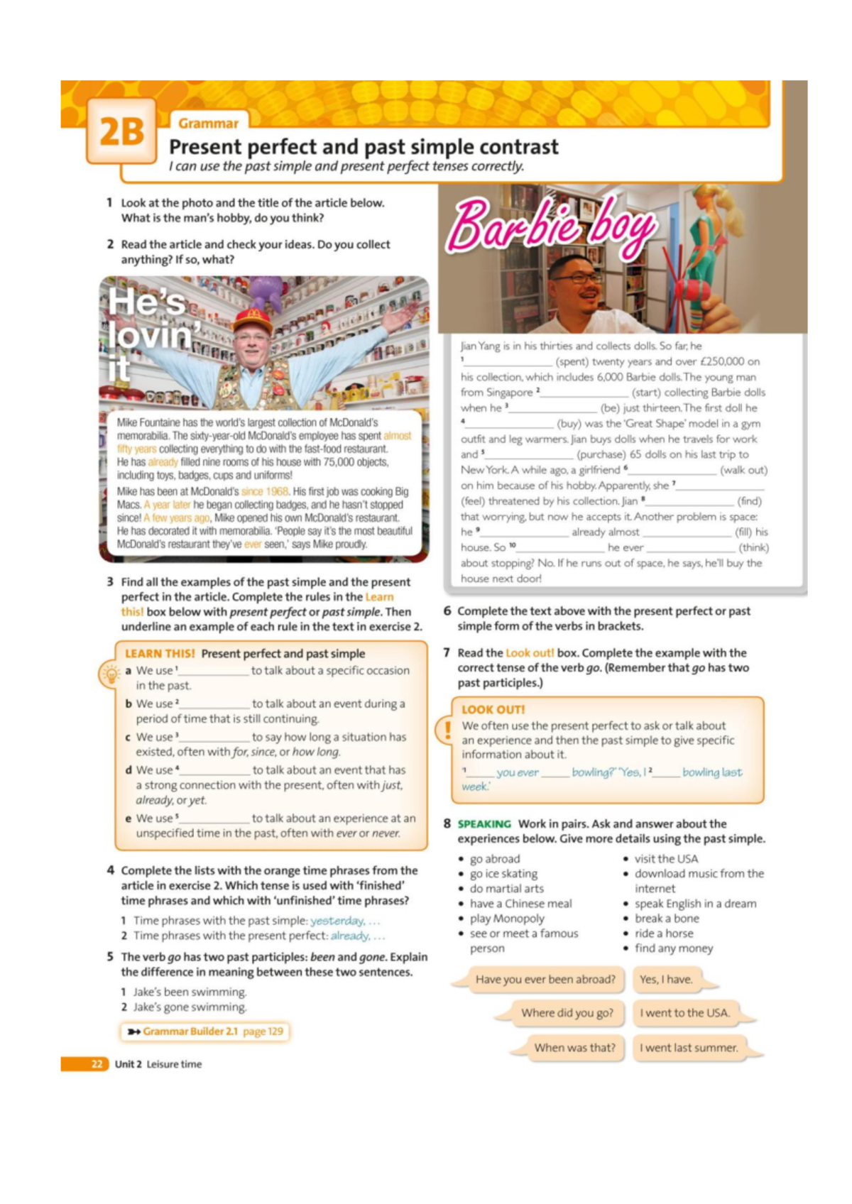 Unit 2 - E-learning - Grammar: Present Perfect vs Past Simple - Studocu