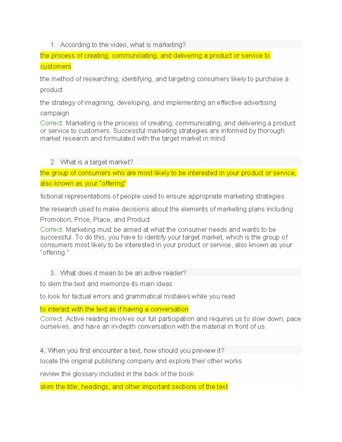 MKT 205 Final Exam Answers for Soomo Chapter 1 Overview - Studocu