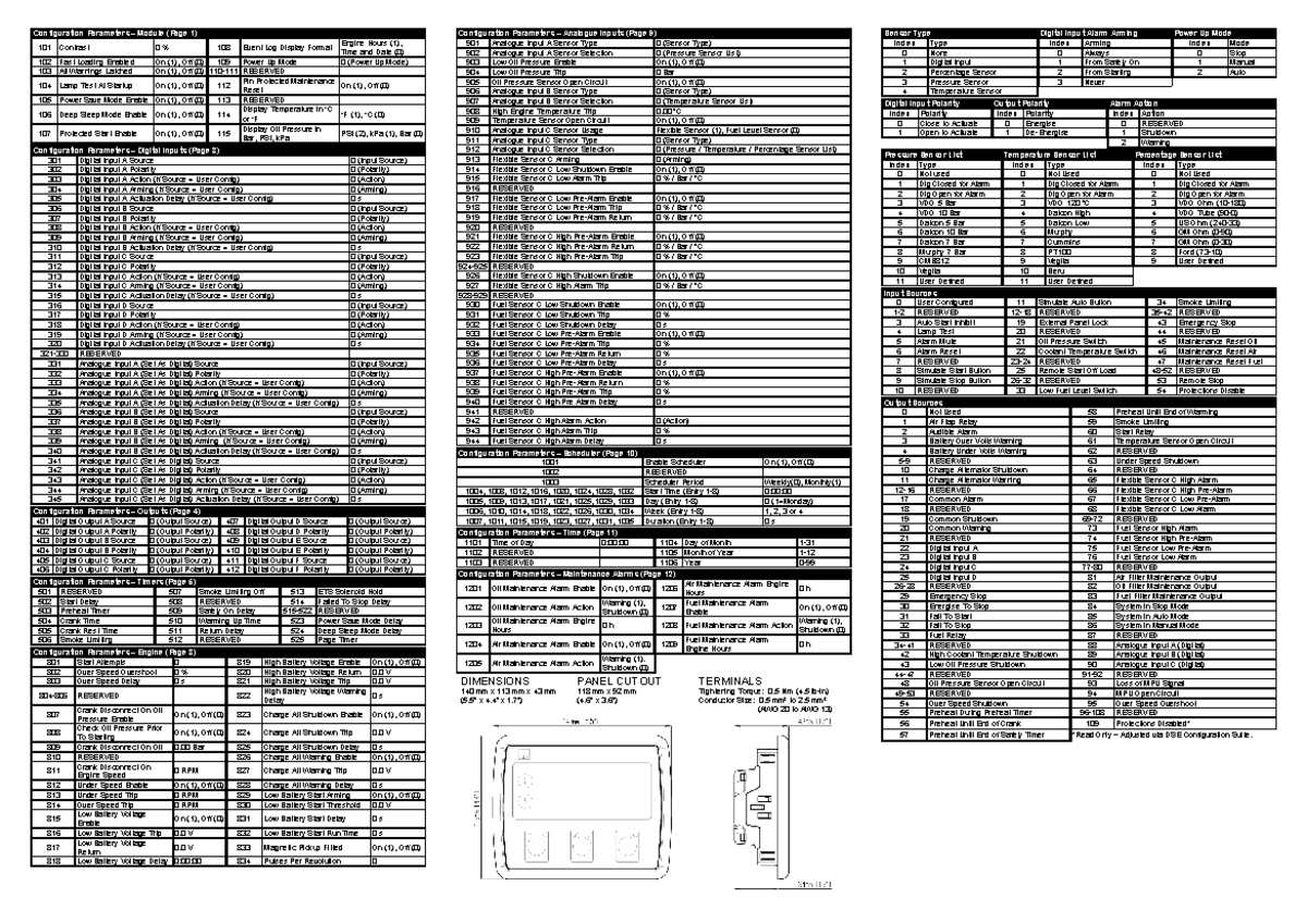 DSEE100-Installation-Instructions - Configuration Parameters Module (Page 1) 101 Contrast 0 % ...