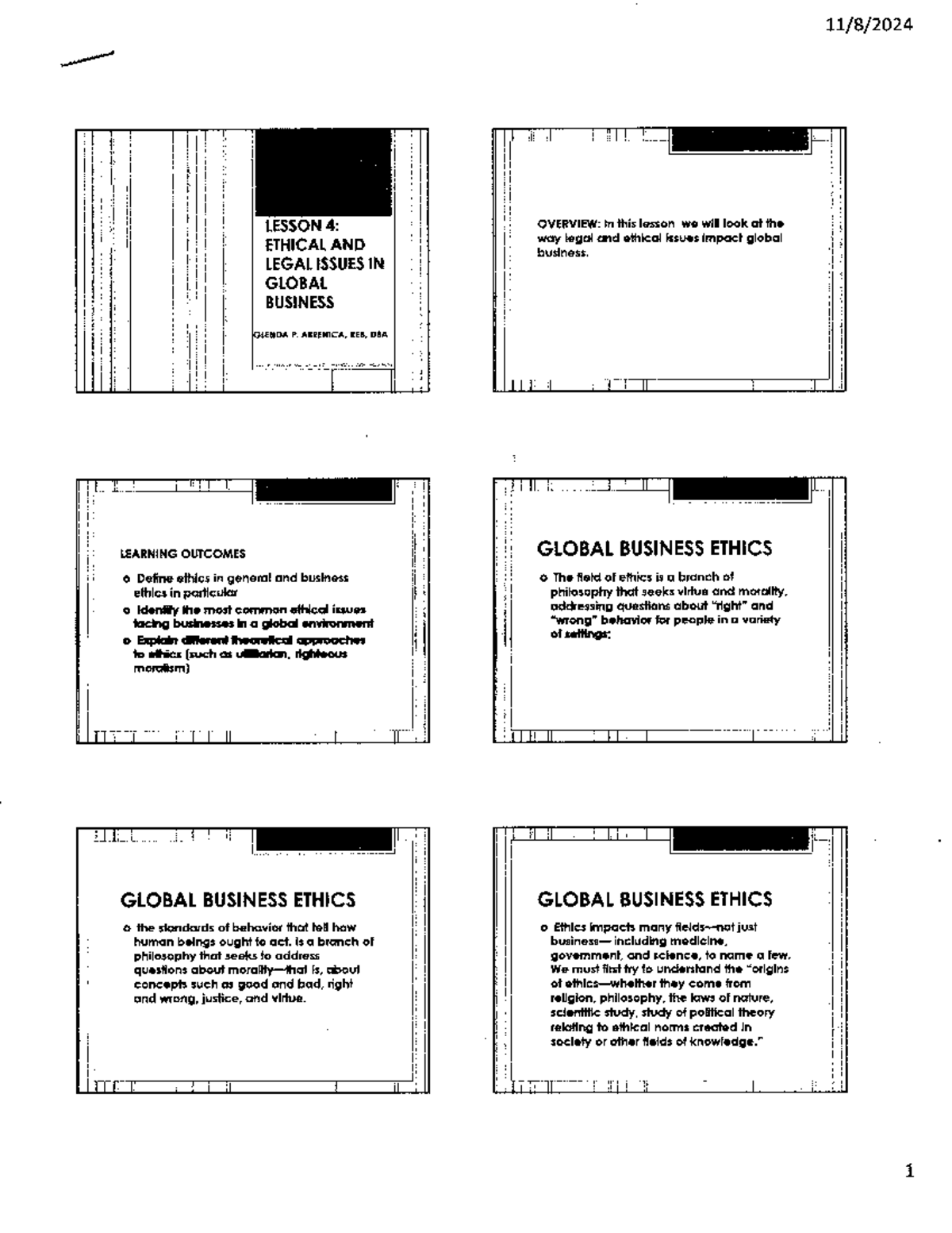 IBT Lesson 4: Ethical and Legal Issues in Global Business - Studocu