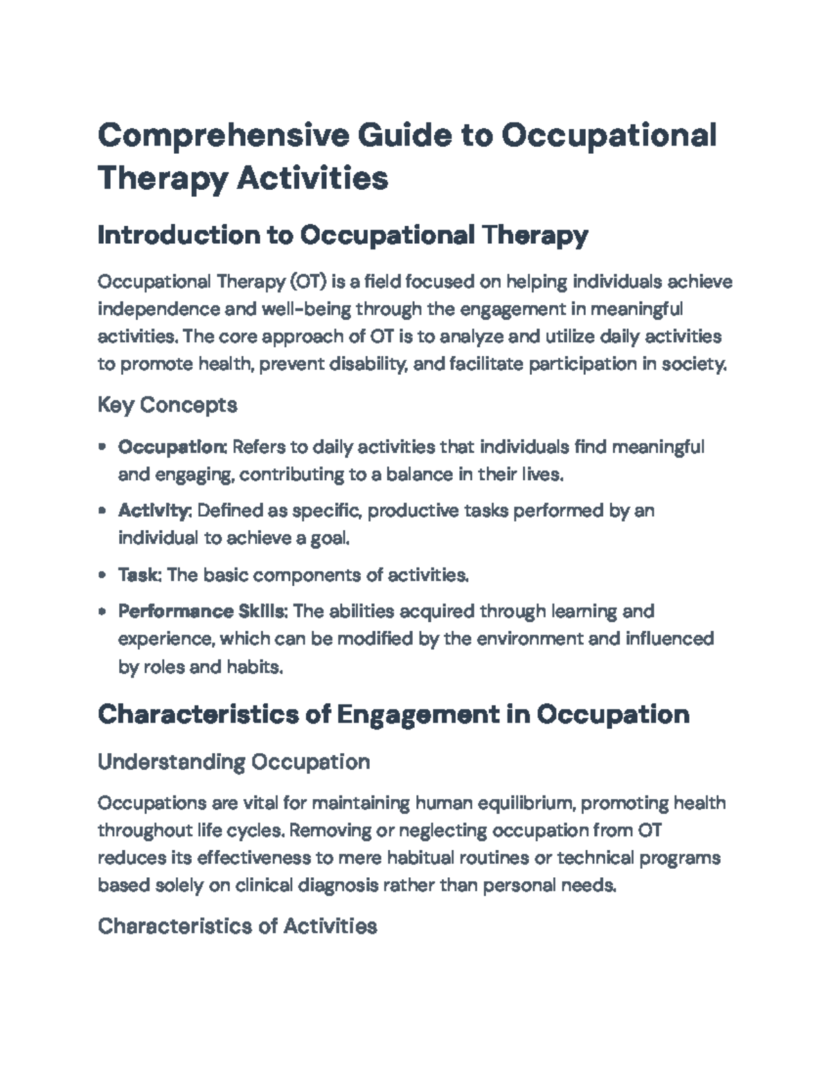 Comprehensive Guide to Occupational Therapy Activities and Evaluations ...