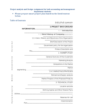 Project analysis and Design Assignment - Table of Contents EXECUTIVE ...