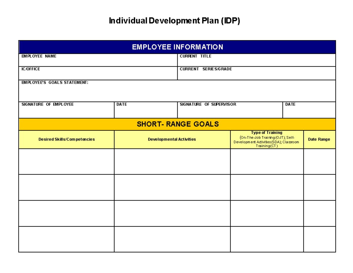 Individual Development Plan (IDP) Template 2025 - Studocu