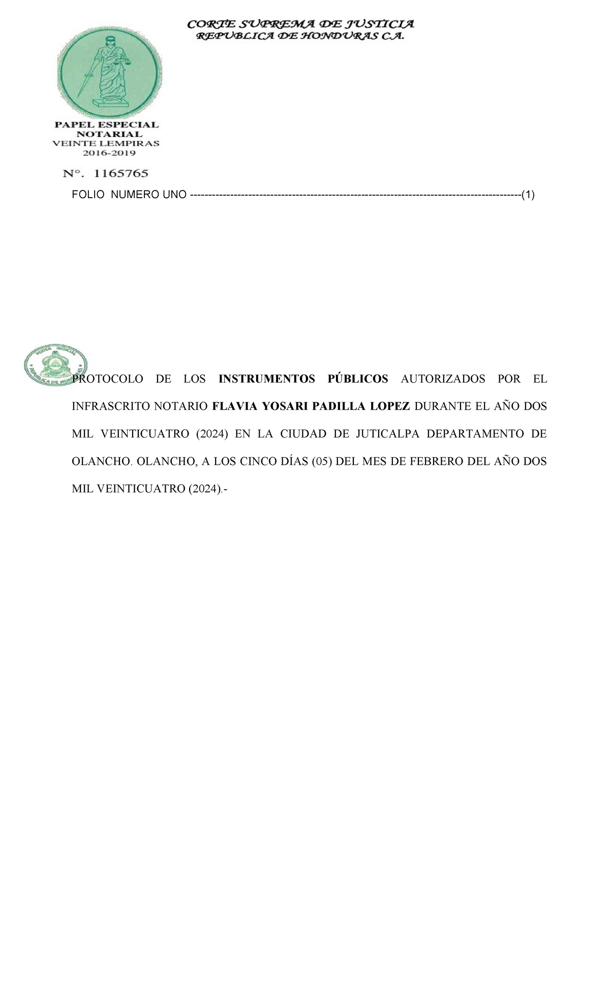 Protocolo Notarial II F - FOLIO NUMERO UNO -(1) PROTOCOLO DE LOS INSTRUMENTOS PÚBLICOS ...