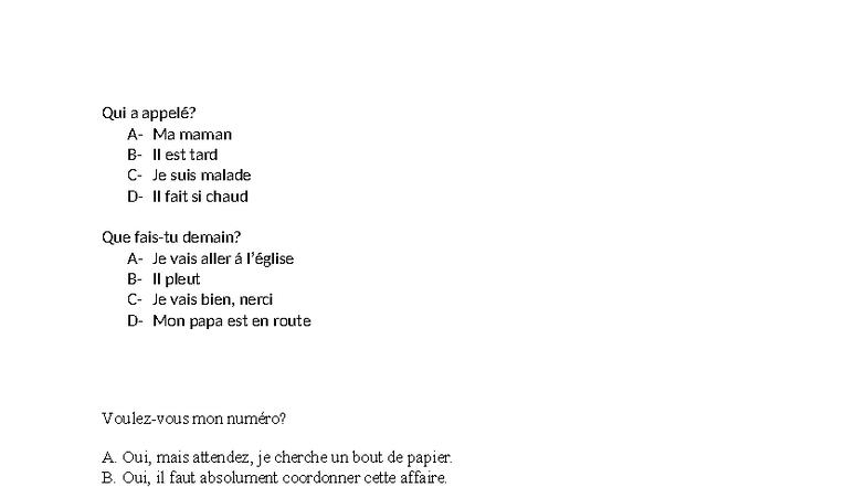 French CLEP Exam Practice: Listening & Comprehension Exercises - Studocu