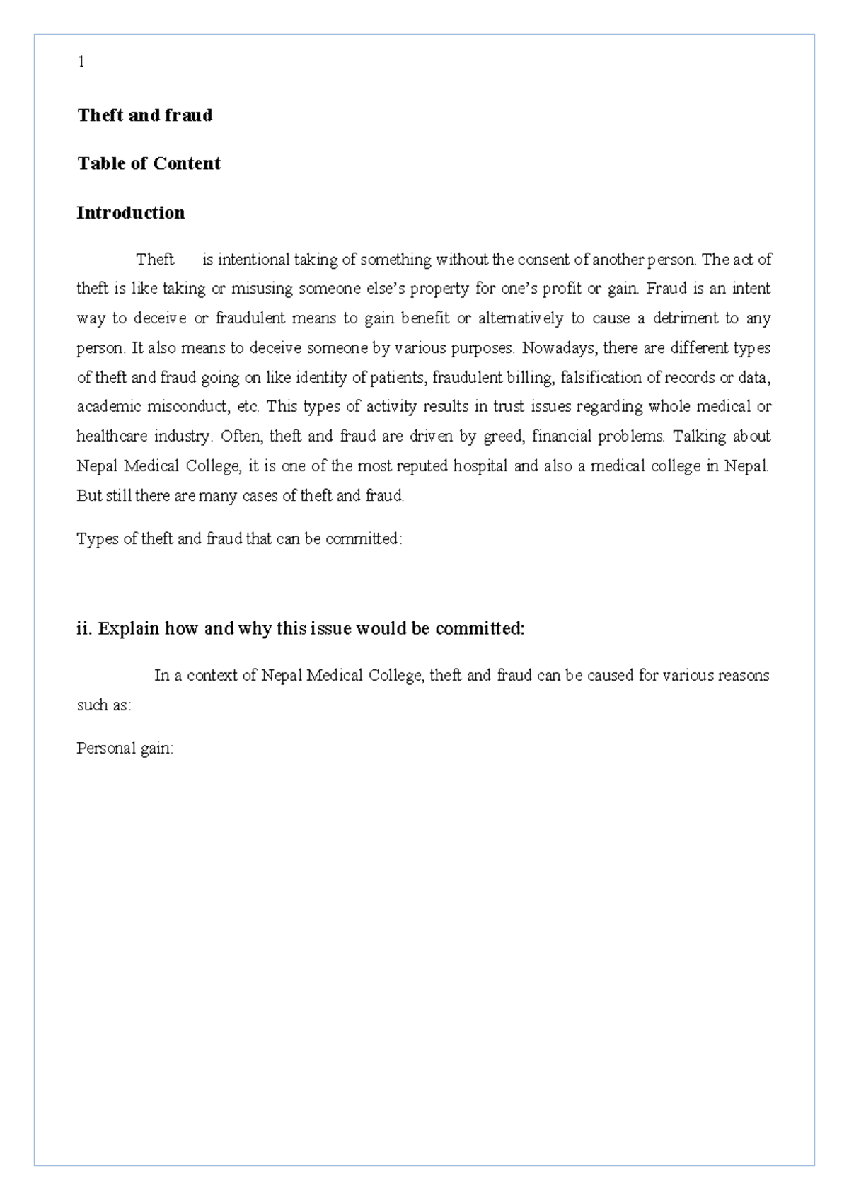 Assignment of DGTI - practical - 1 Theft and fraud Table of Content ...