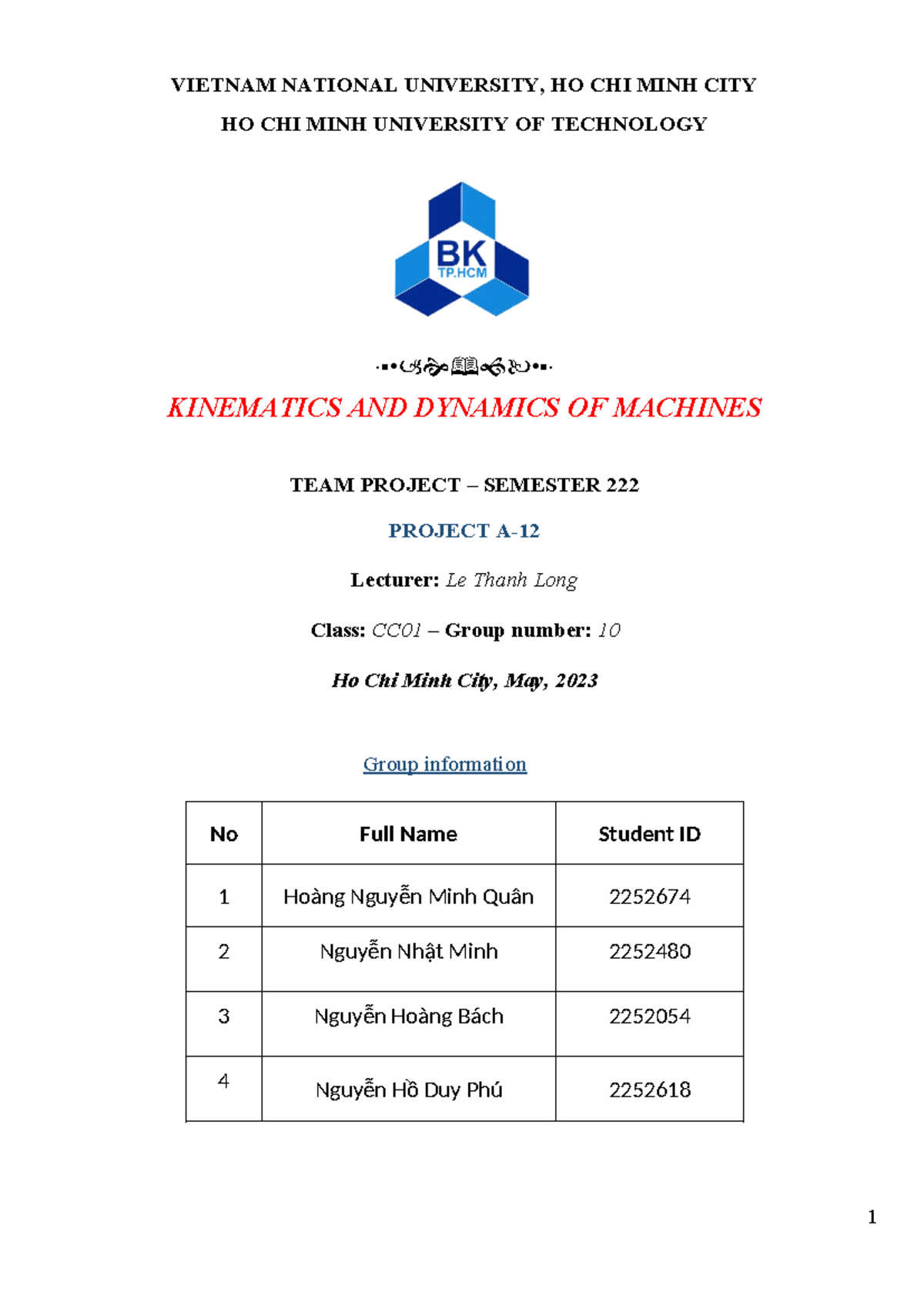 Nguyenlymay hoanchinh - VIETNAM NATIONAL UNIVERSITY, HO CHI MINH CITY HO CHI MINH UNIVERSITY OF ...