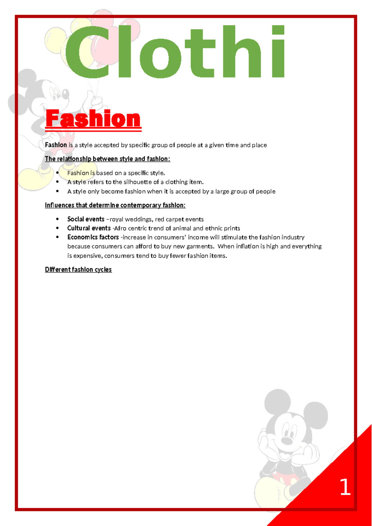 Cammys Fashion Study Notes: Understanding Style & Trends - Studocu