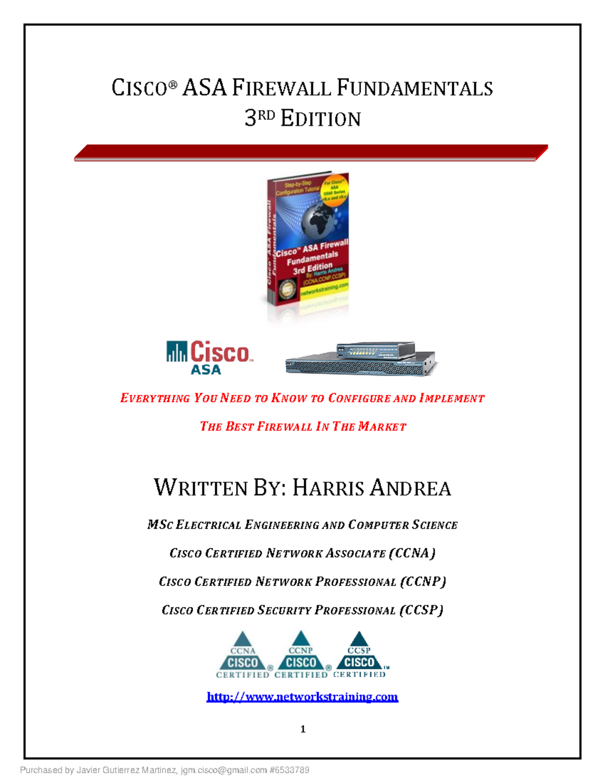 Cisco ASA Firewall Fundamentals 3rd Edition - 1 CISCO® ASA FIREWALL ...