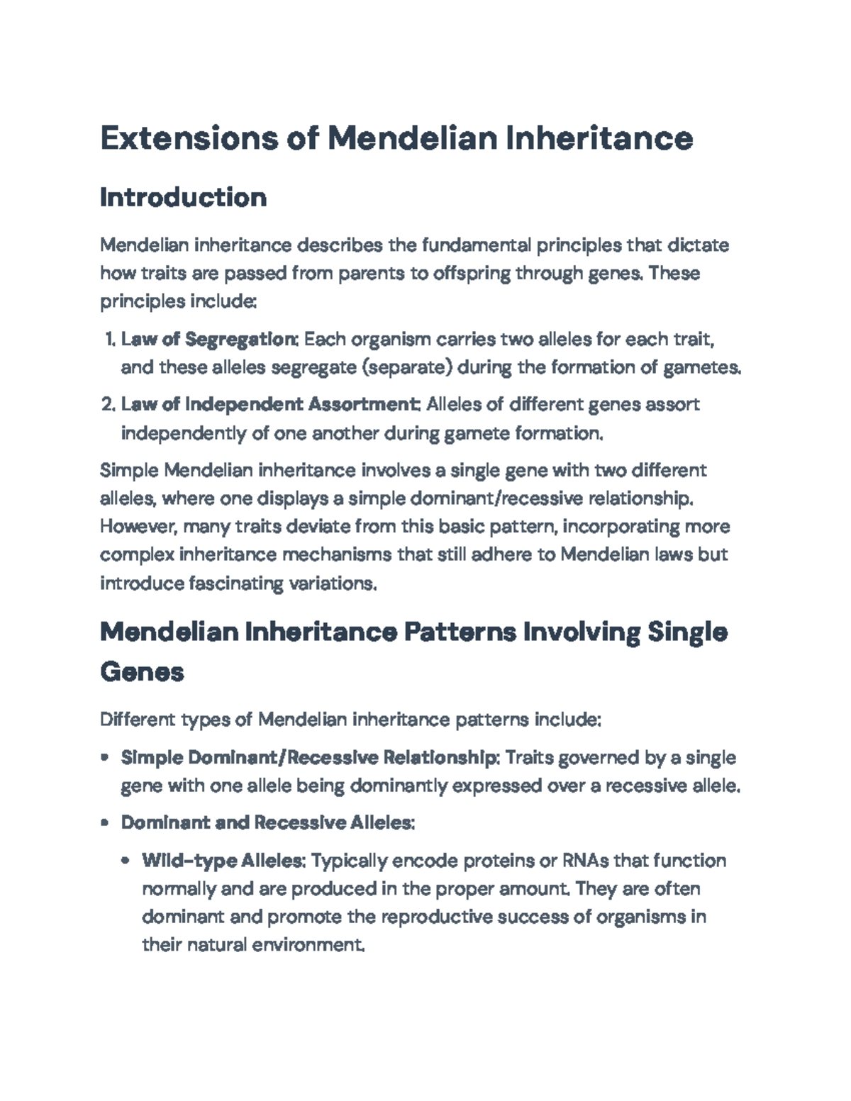Mendelian Inheritance Patterns: Complex Variations and Mechanisms - Studocu