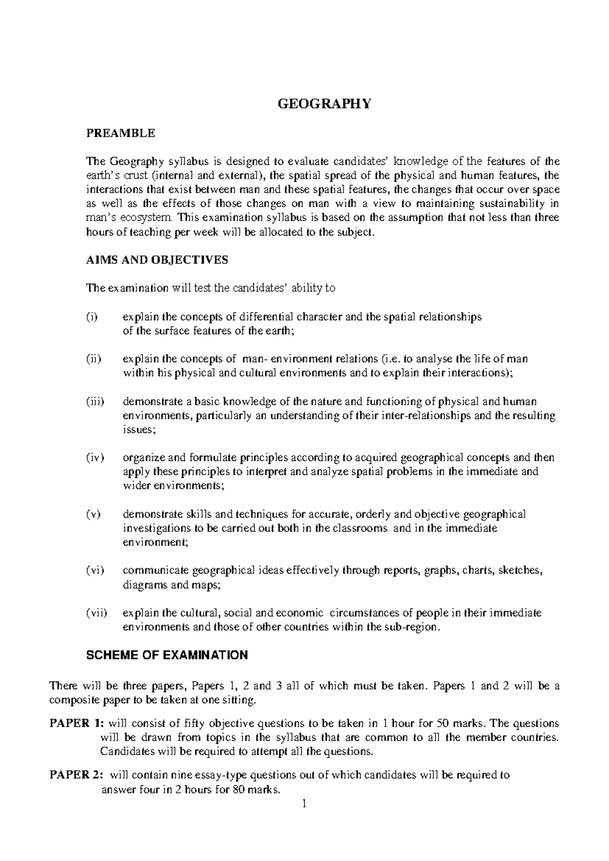 Geography Syllabus Overview and Exam Structure for GEOG 101 - Studocu