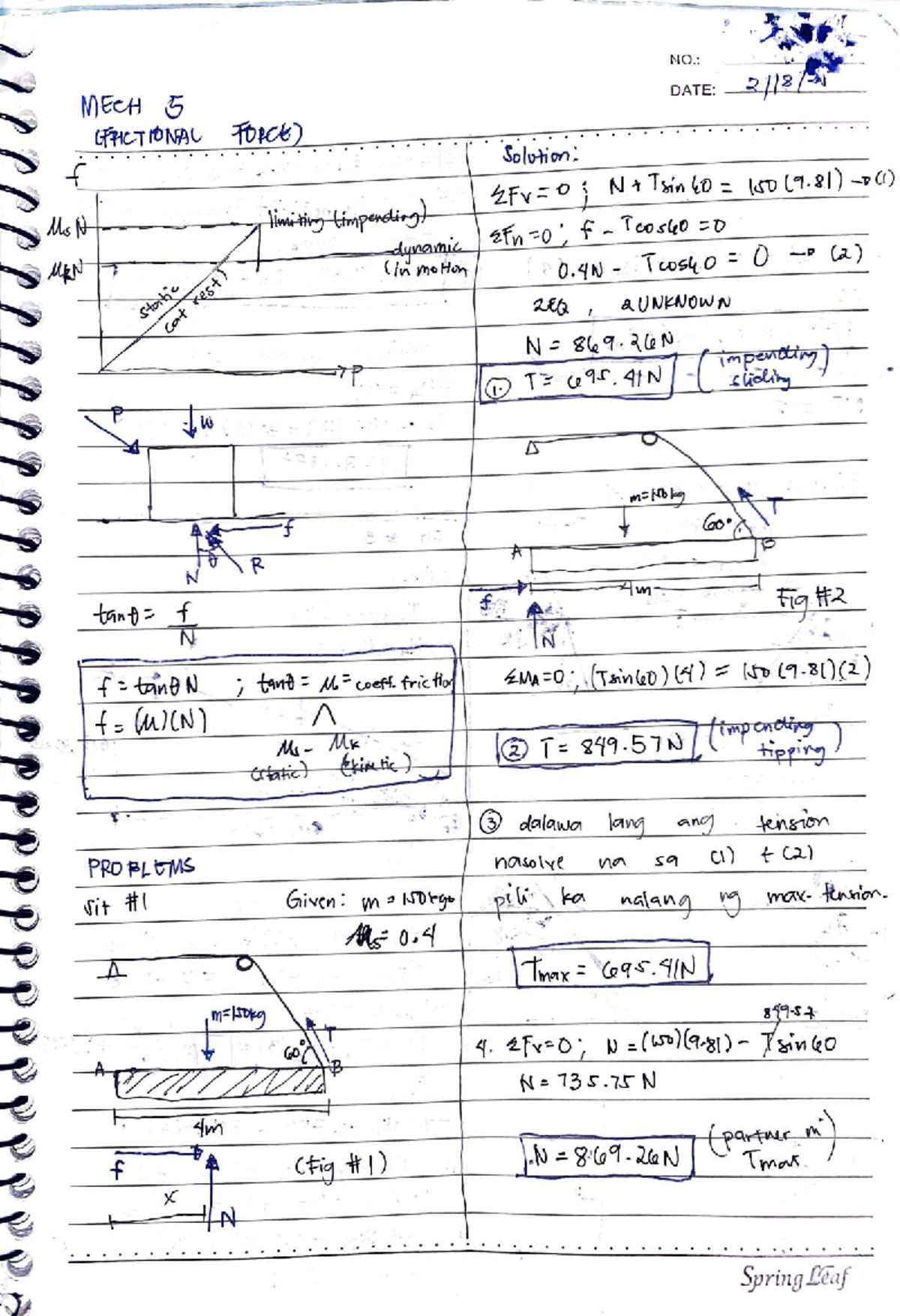 Mech Friction Study Notes - Course Code: MECH 101 - Studocu