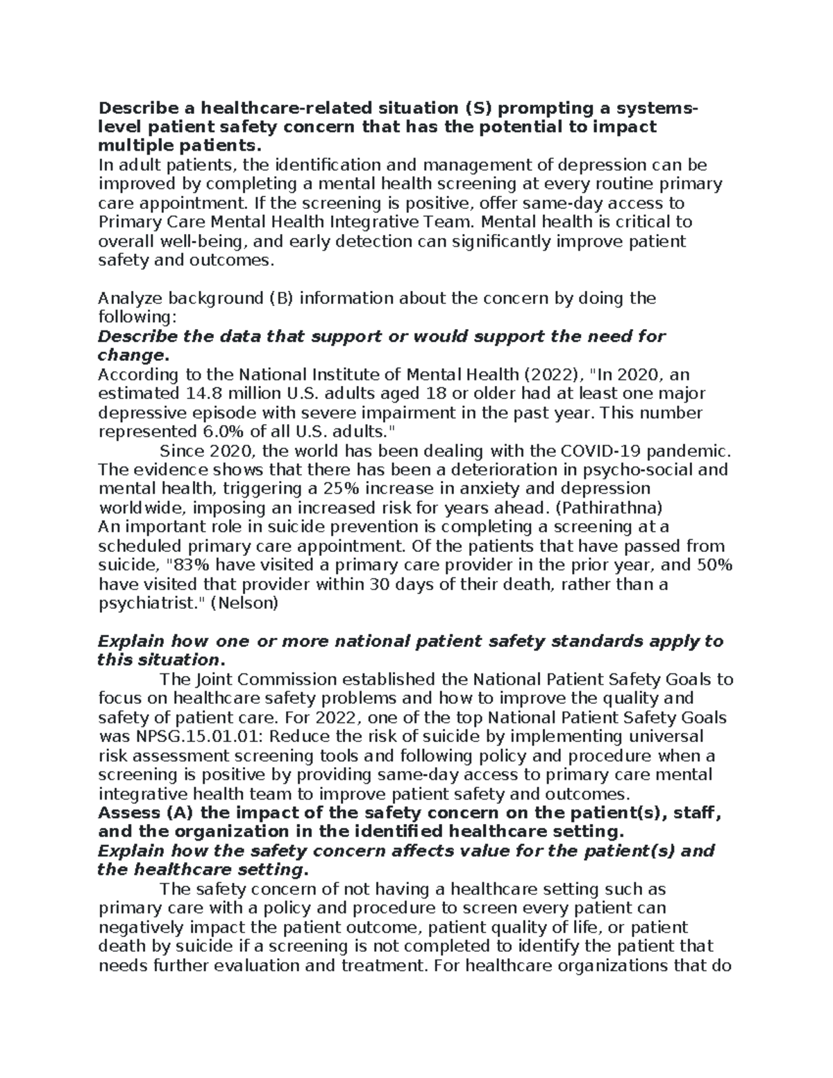 Improving Patient Safety in Mental Health Screening: WGU D221 Analysis ...