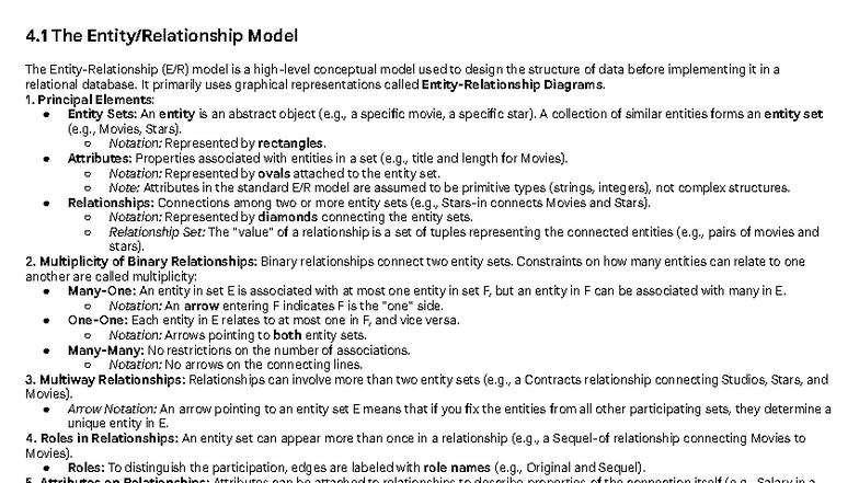 Database Design: E-R Model Concepts and Principles (Course Code: 4.1) - Studocu