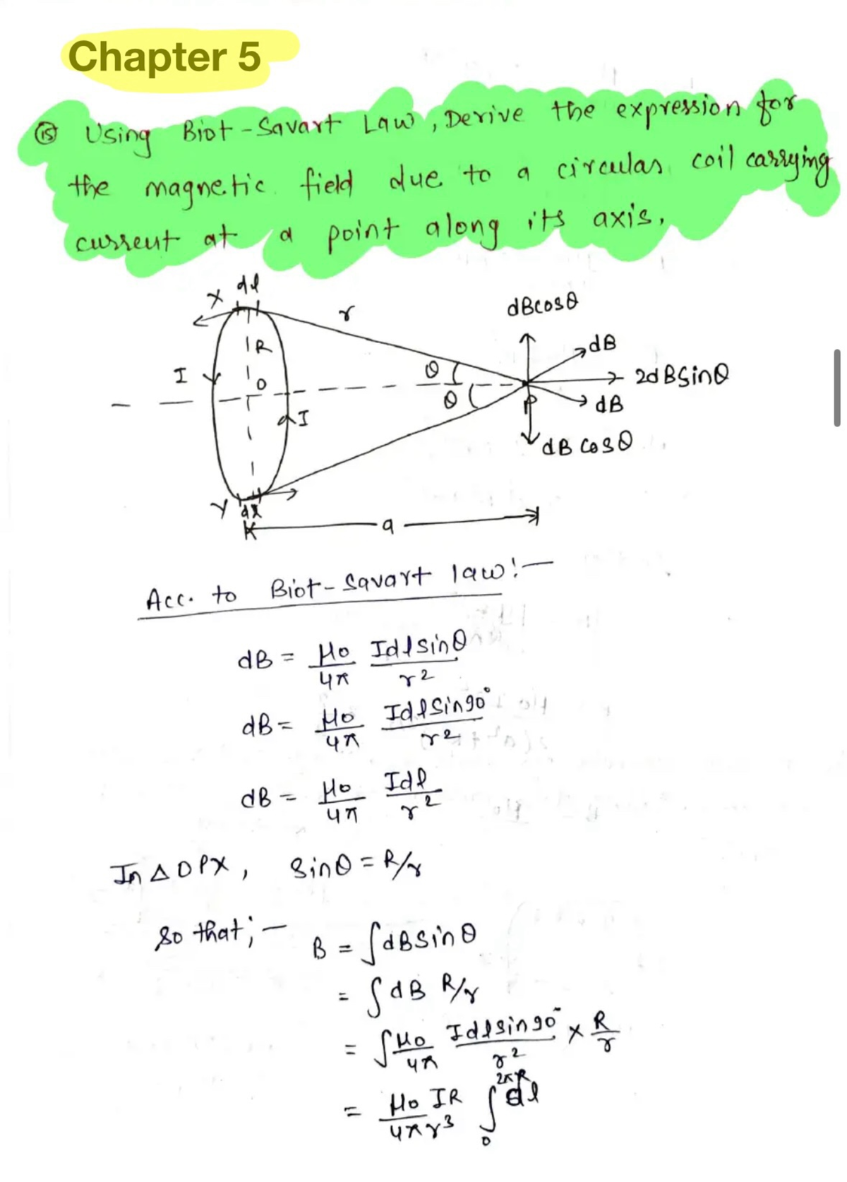 Important Derivations of Magnetism & Matter (Physics - Class 12) - Studocu