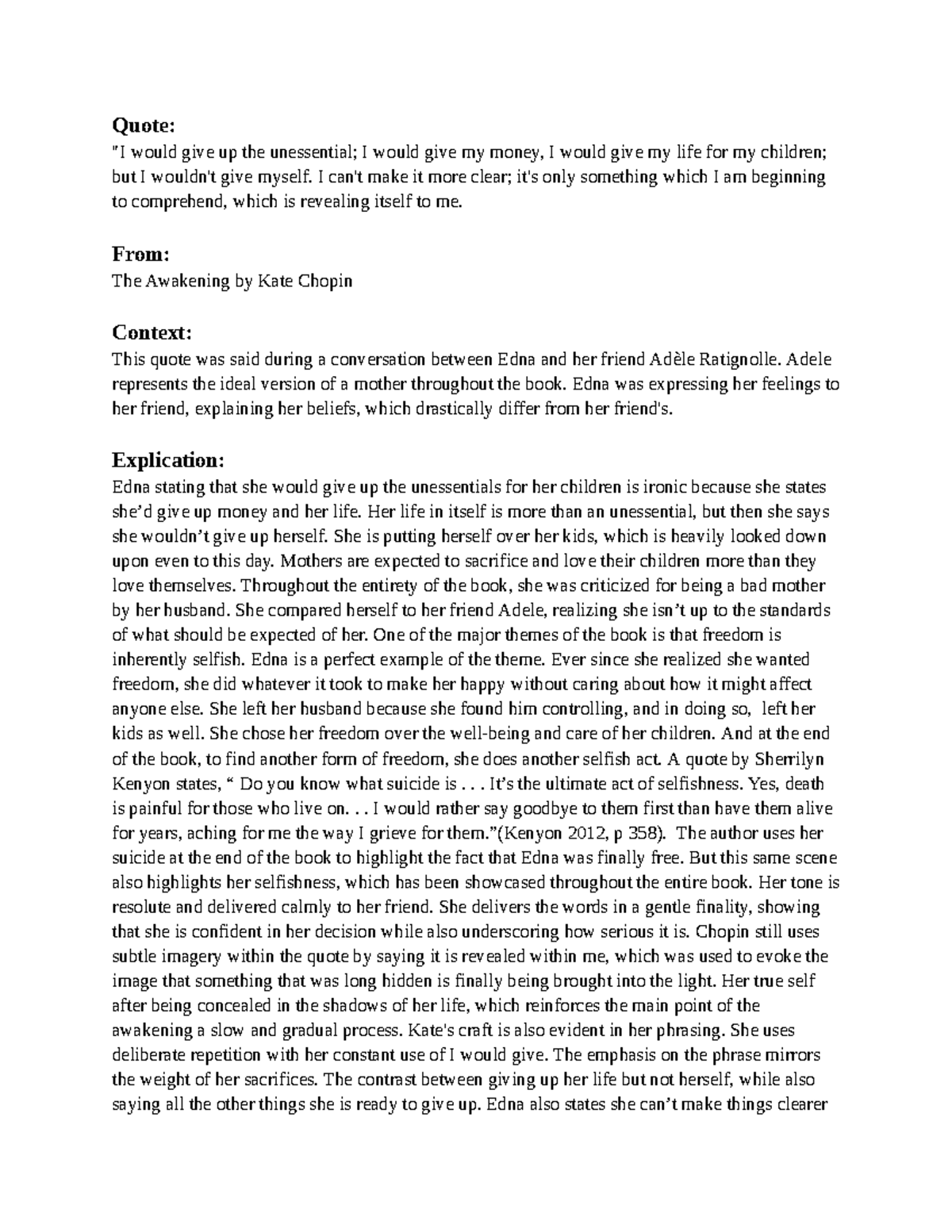 AP Lit Explications: Analyzing Themes in Chopin's "The Awakening" - Studocu
