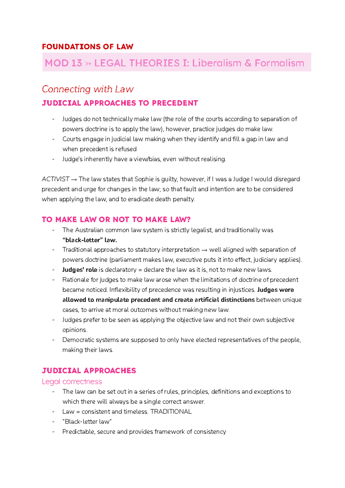 Foundations of Law MOD 13-16 (legal theories) - FOUNDATIONS OF LAW MOD ...