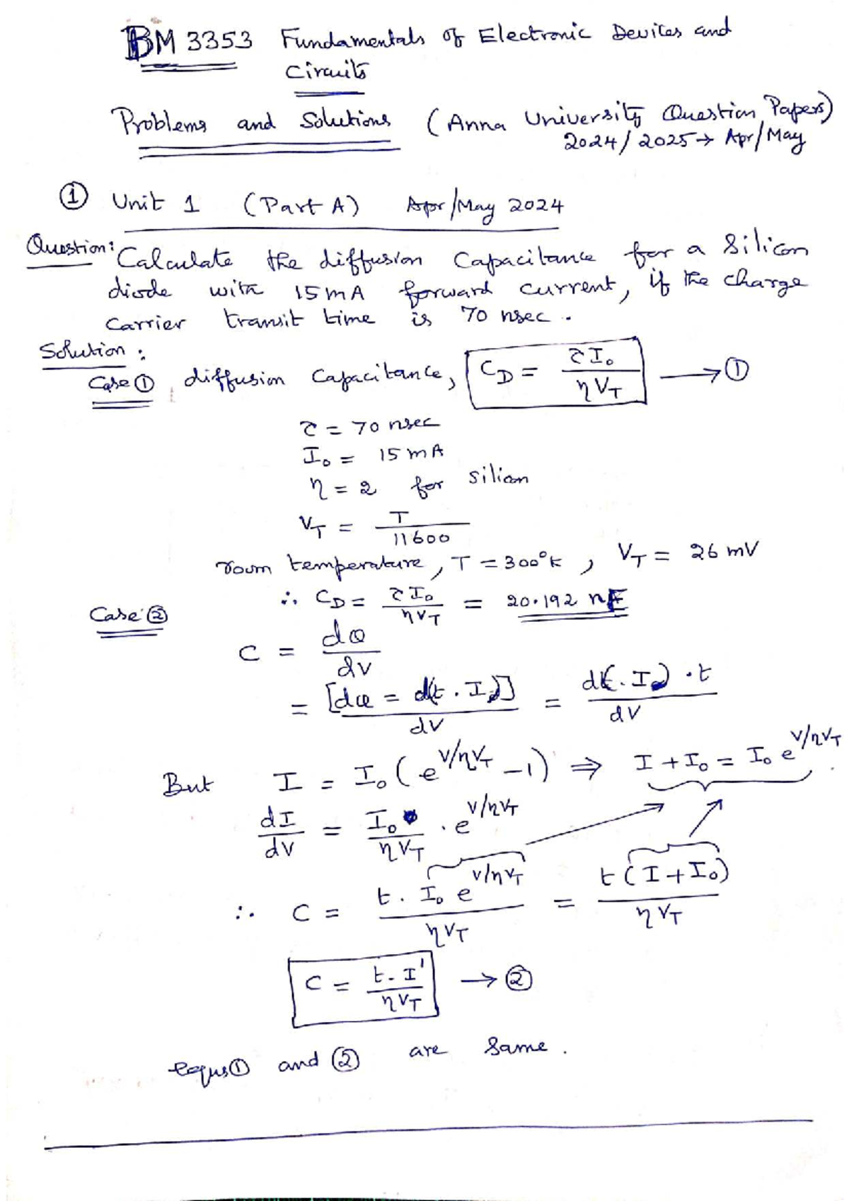 BM 3353 Final Exam Problems & Solutions for Electronic Devices - Studocu
