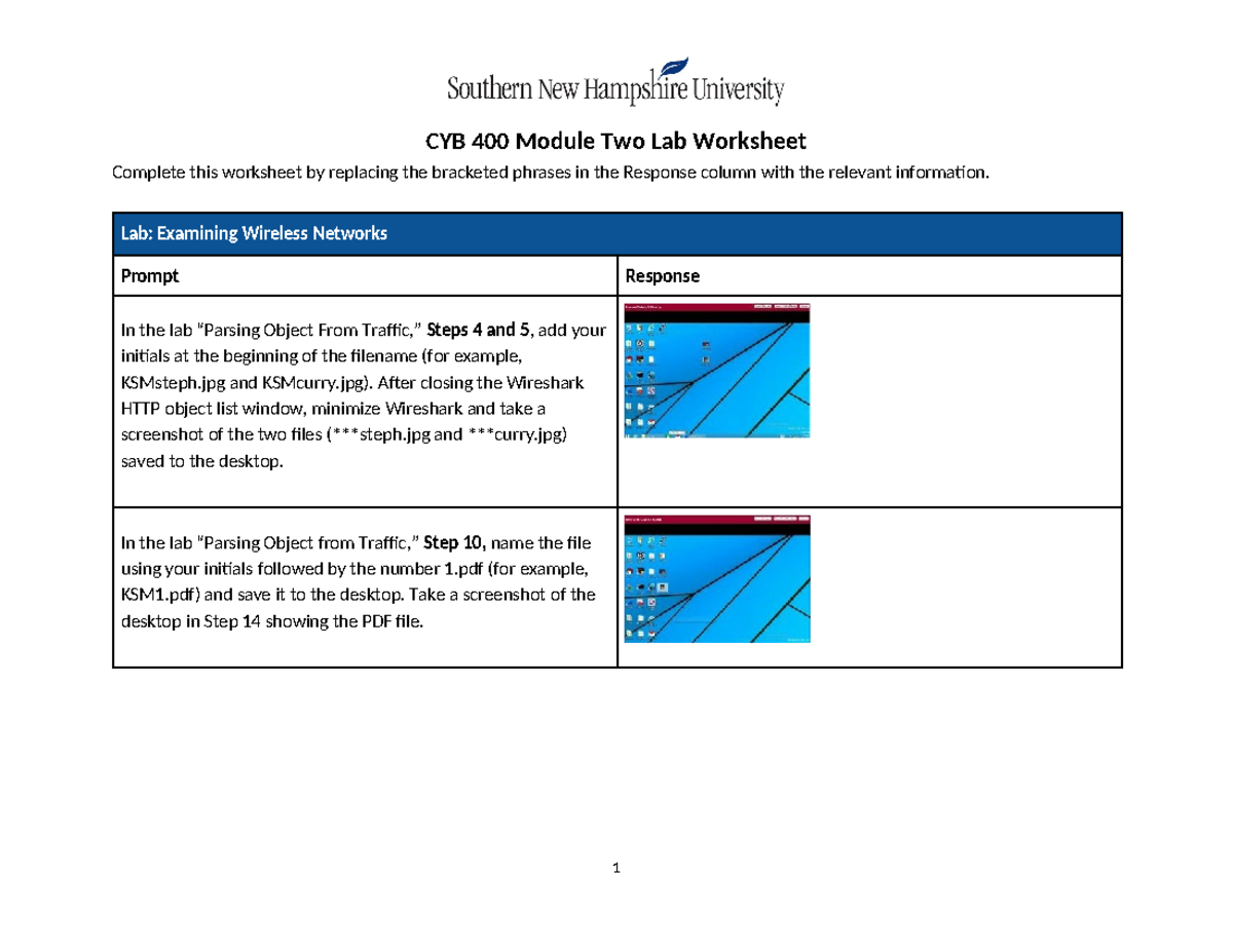 CYB 400 Module Two Lab Worksheet: Wireless & Vulnerability Scanning ...
