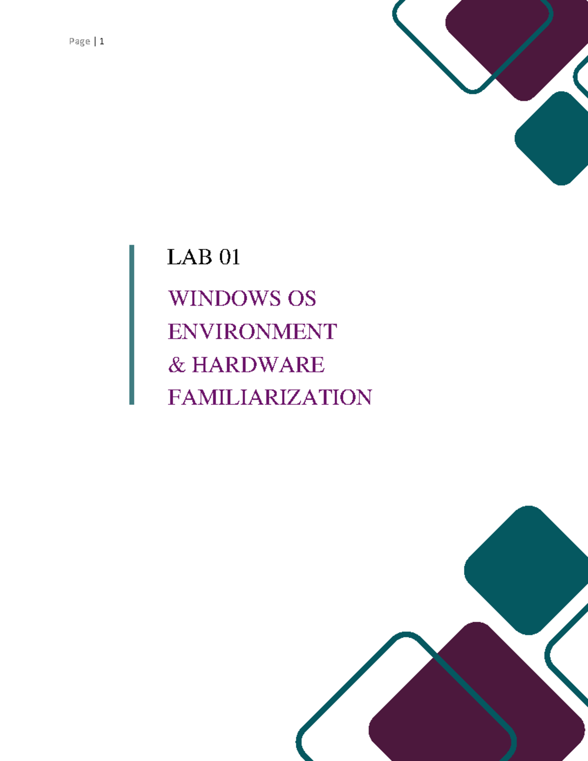 Lab-01 - Windows OS Environment and Hardware Familiarization - Studocu
