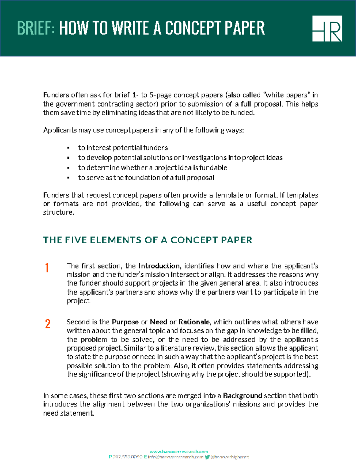How to Write a Concept Paper - Funders often ask for brief 1- to 5-page ...