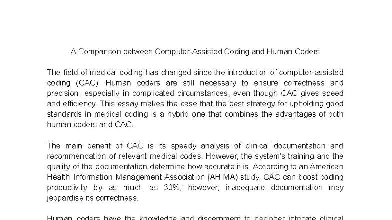 CAC vs Human Coders: A Hybrid Approach to Medical Coding Standards ...