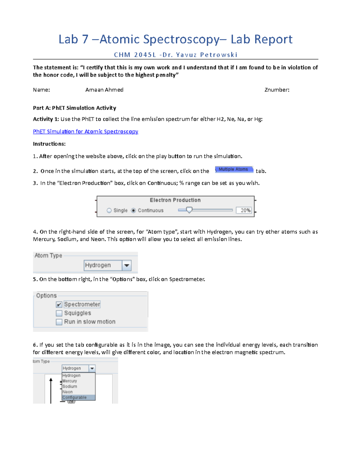 **AA-CHM2045L Lab 7: Atomic Spectroscopy Lab Report Summary** - Studocu