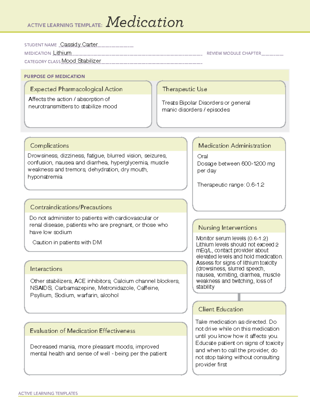 ATI Medications - Lithium Overview and Nursing Considerations - Studocu