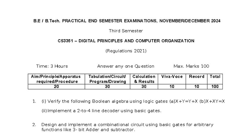 CS3351 Final Exam: Digital Principles & Computer Organization - Studocu
