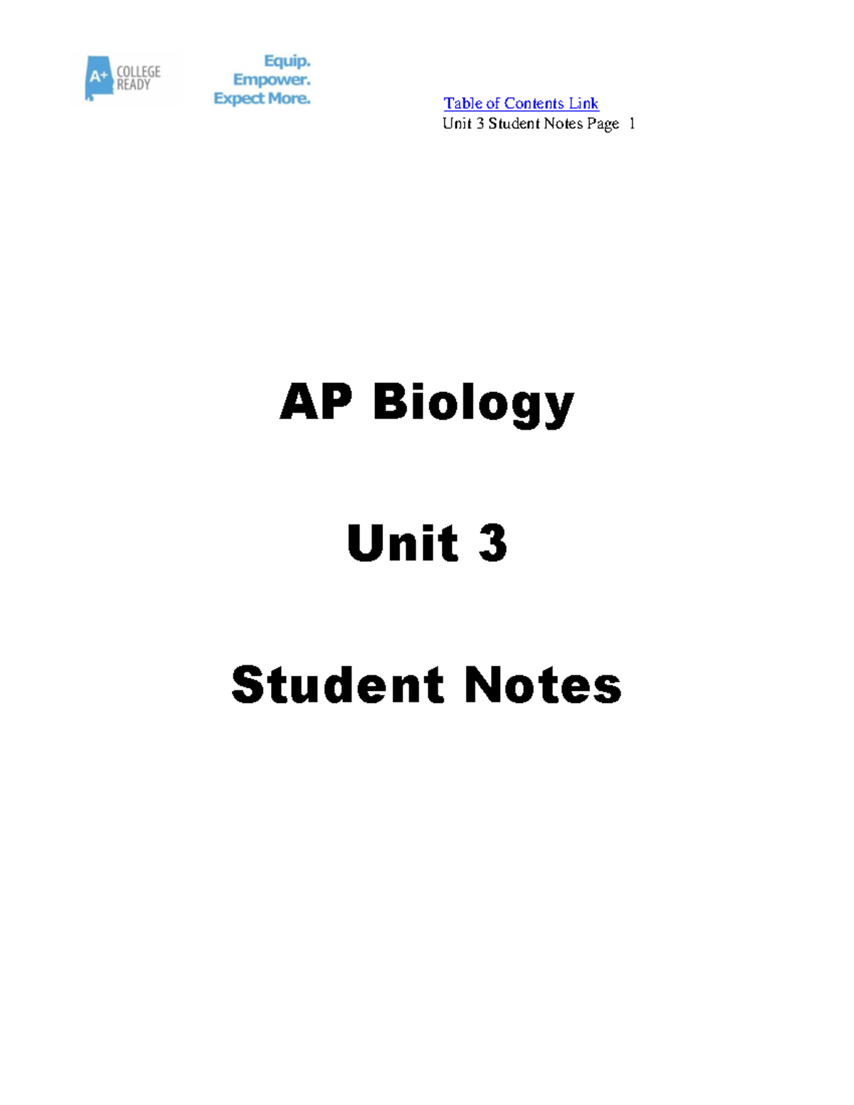 AP Biology Unit 3 Complete Student Notes on Metabolism and Energy - Studocu
