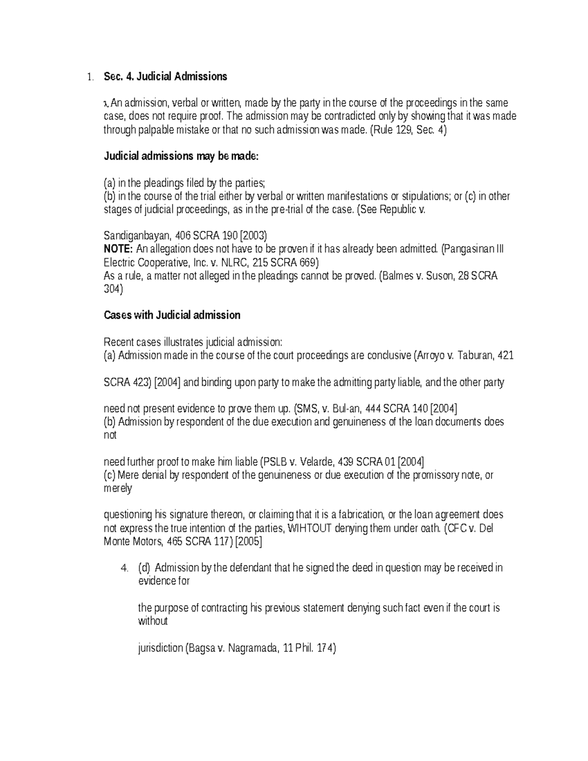 Judicial Admissions: Rules of Admissibility & Evidence (Law 101) - Studocu