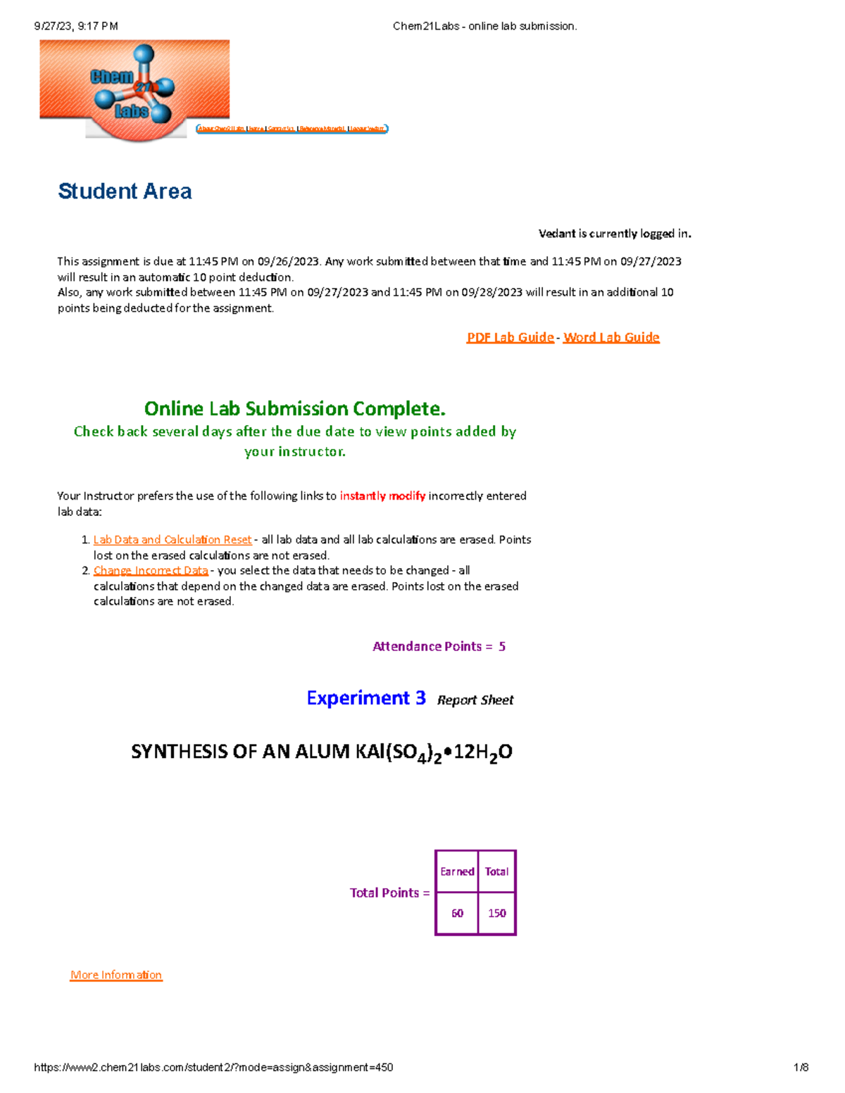 Experiment 3: Alum Synthesis Guide for Chem21Labs - Studocu
