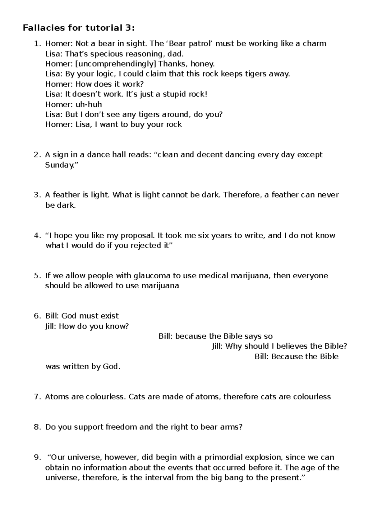 Fallacies Analysis for Tutorial 3: Understanding Specious Reasoning ...