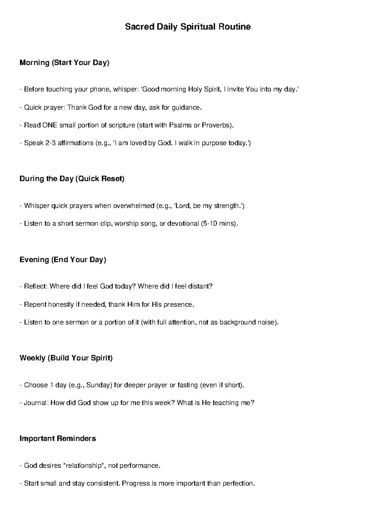 Sacred Daily Spiritual Routine: Morning & Evening Practices - Studocu