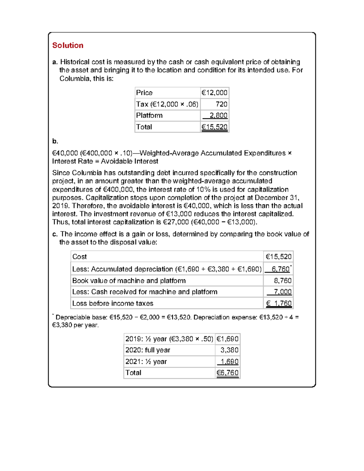 Tangible asset - Solution a. Historical cost is measured by the cash or ...