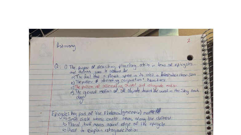 Astronomy 2 Lecture Notes: Planetary Orbits and Motion Concepts - Studocu